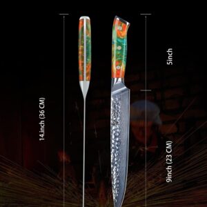 SANMUZUO 9 Inch Carving Knife, Slicing Knife - Hammered Damascus Steel & Resin Handle - Yao Series