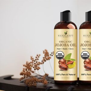 Handcraft Blends USDA Organic Jojoba Oil - 8 Fl Oz - 100% Pure and Natural - Premium Grade Oil for Face, Body and Hair - Anti-Aging Oil - Cold-Pressed and Hexane-Free - Packaging May Vary