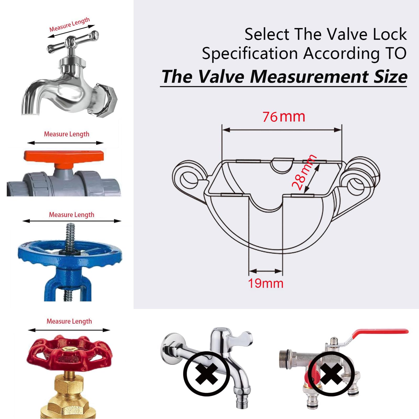 Boviisky Gate Valve Lockout with Safety Padlock, Brass Core and 304 Stainless Steel Lock Beam, Water Spigot Lock, Outdoor Faucet Lock, Valve Handles with a Diameter of 1-2.5 inches, OSHA Compliant