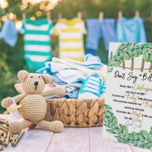 Don't Say Baby Sign, Baby Shower Clothespin Game, Includes a 8x11 Standing Sign and 50 Mini Natural Clothespins - BIG003