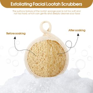 Face Exfoliating Loofah Pads Scrubber, 6 Pcs Luffa Facial Cleanser Sponges Brush, Natural loofa Exfoliator Scrub Pad for Massage Pores and Cleansing Blackheads for Men Women Without Hurting Skin