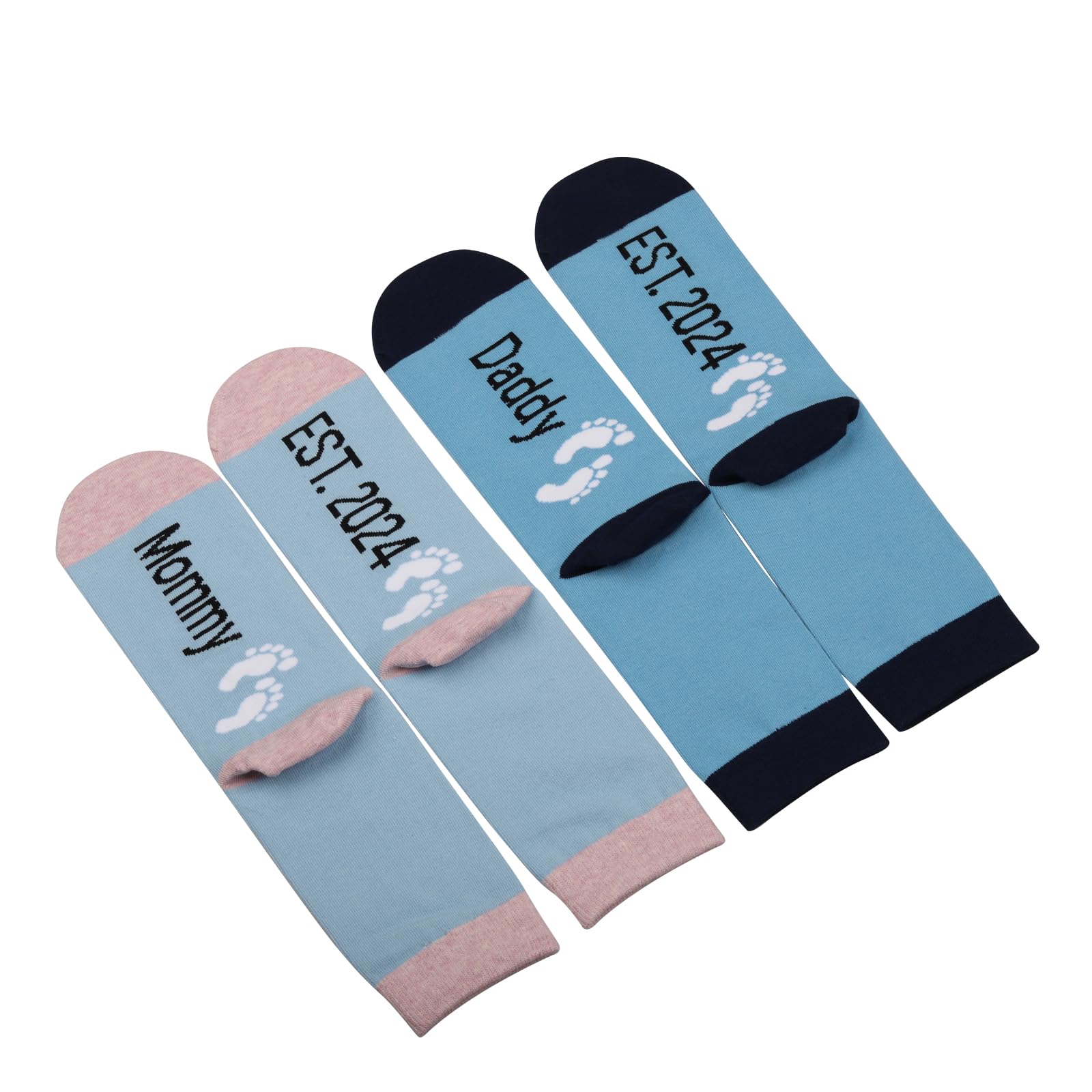 CMNIM New Parents Pregnancy Gifts Daddy and Mommy Est 2024 New Parents Socks First Time Parents to be Gifts Announcement Gift Socks