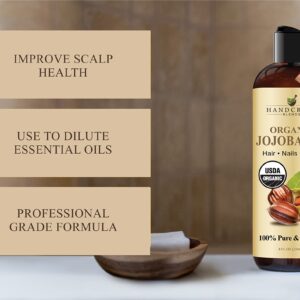 Handcraft Blends USDA Organic Jojoba Oil - 8 Fl Oz - 100% Pure and Natural - Premium Grade Oil for Face, Body and Hair - Anti-Aging Oil - Cold-Pressed and Hexane-Free - Packaging May Vary