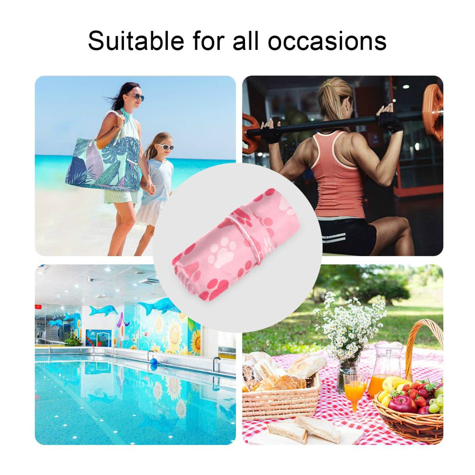 Kigai Pink Dog Paw Waterproof Wet Dry Bag Reusable with Handle for Travel, Beach, Pool, Diapers, Toiletries 2Pcs