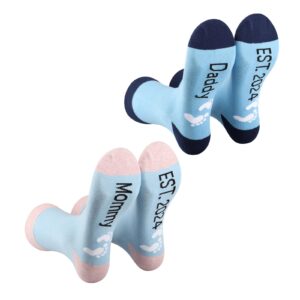 cmnim new parents pregnancy gifts daddy and mommy est 2024 new parents socks first time parents to be gifts announcement gift socks