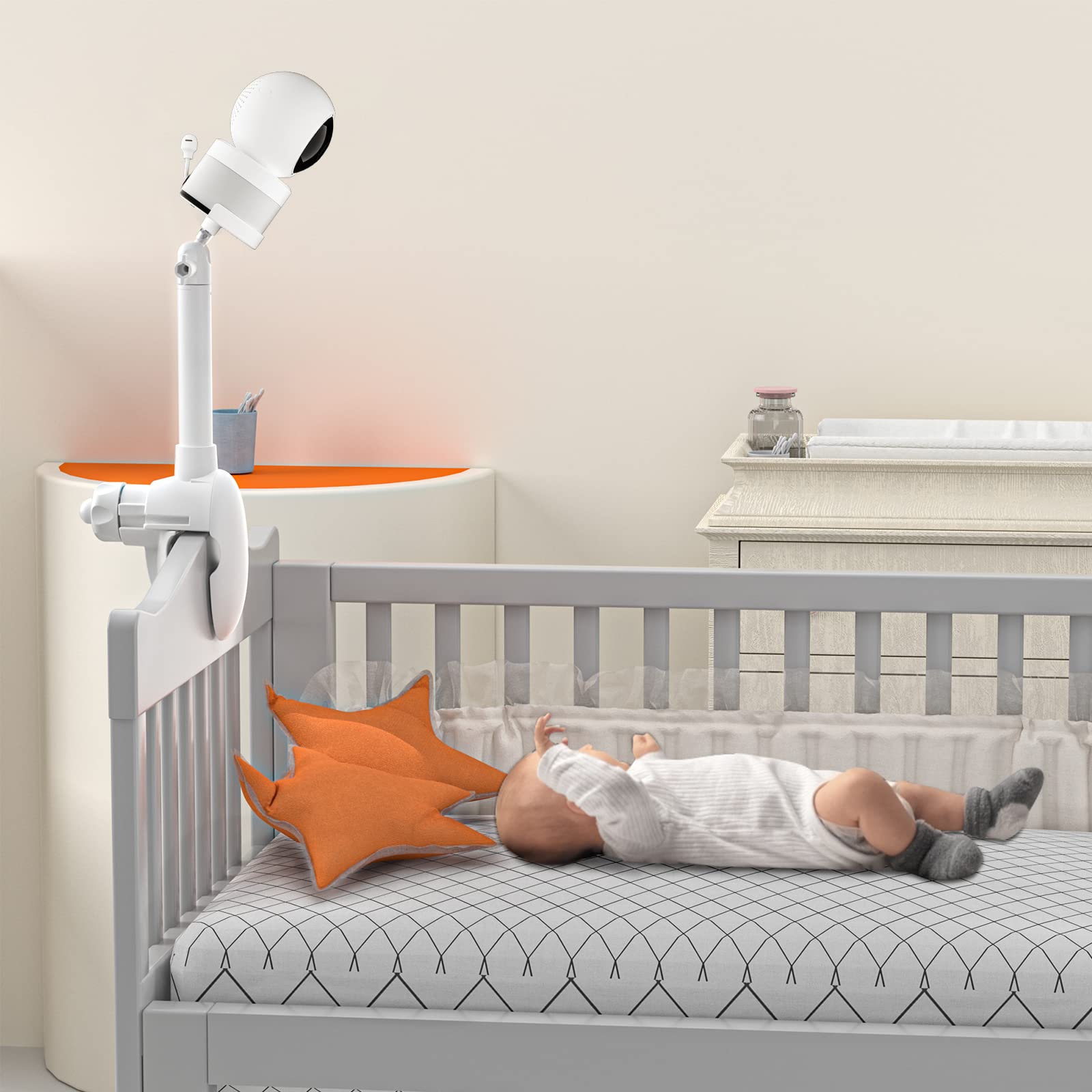 Baby Monitor Mount for Eufy Space View/Eufy Space View S/Eufy Space View Pro - 360° Adjustable, Stable and Durable Baby Camera Holer, Especially for Baby Cot