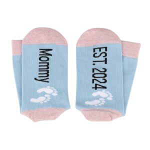 CMNIM New Parents Pregnancy Gifts Daddy and Mommy Est 2024 New Parents Socks First Time Parents to be Gifts Announcement Gift Socks