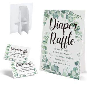 diaper raffle tickets for baby shower sign，baby shower invitations with diaper raffle cards - baby gender neutral tickets(one 8×11 sign with 50 raffle tickets) - big007