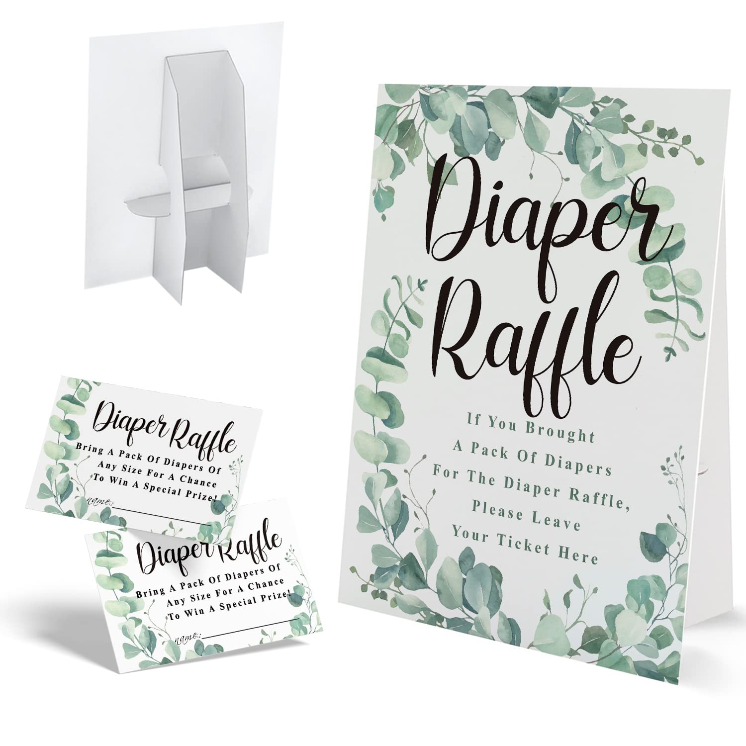 Diaper Raffle Tickets for Baby Shower Sign，Baby Shower Invitations with Diaper Raffle Cards - Baby gender neutral tickets(One 8×11 Sign with 50 Raffle Tickets) - BIG007