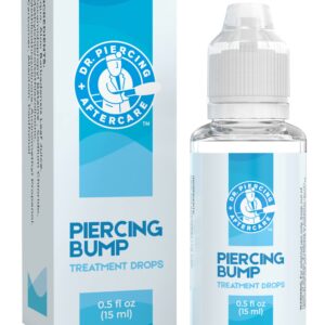 Dr. Piercing Aftercare Keloid Drops – Non-Greasy Saline Solution for Keloid Bump Removal for Piercings - Reduce Appearance of Nose Piercing Bump, Nose Ear Lip Belly (15 mL)