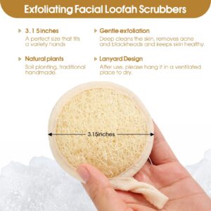 Face Exfoliating Loofah Pads Scrubber, 6 Pcs Luffa Facial Cleanser Sponges Brush, Natural loofa Exfoliator Scrub Pad for Massage Pores and Cleansing Blackheads for Men Women Without Hurting Skin