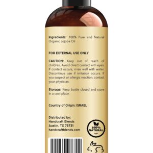 Handcraft Blends USDA Organic Jojoba Oil - 8 Fl Oz - 100% Pure and Natural - Premium Grade Oil for Face, Body and Hair - Anti-Aging Oil - Cold-Pressed and Hexane-Free - Packaging May Vary