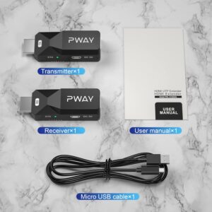 PWAY HDMI Extender 165ft Audio Video 1080P Over Cat5 Cat6 Ethernet Cable Transmit Lossless Signal HDMI Long Distance Extension Adapter