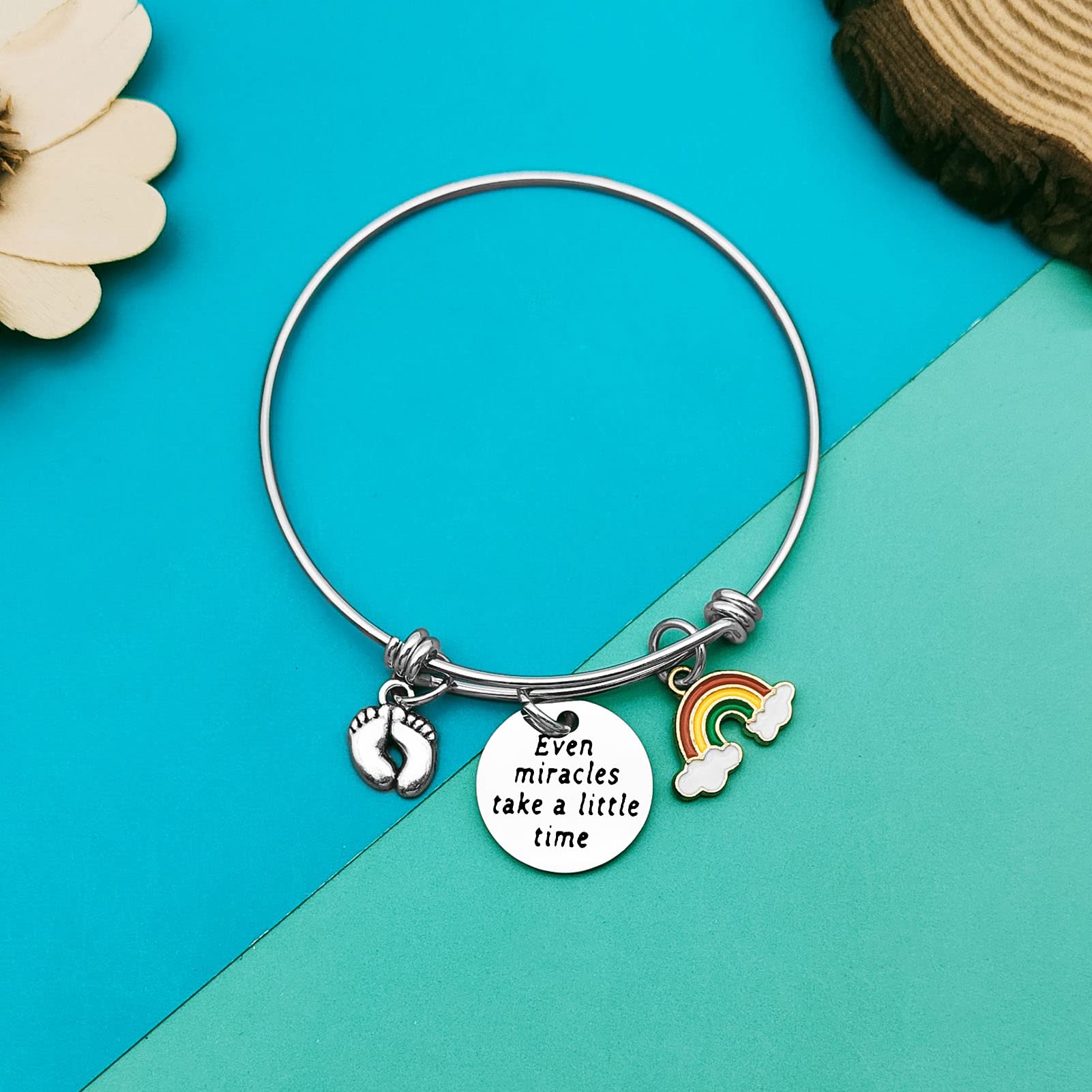 Rainbow Baby Bracelet New Mom Gifts Baby Announcement Jewelry Gifts Bangle Pregnancy Announcement Gifts Expecting New Mom Gift Mother to Be Gift Mother's Day Christmas Baby Shower Jewelry Gift