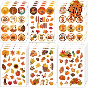 miss fantasy fall stickers hello fall stickers for kids autumn bulk thanksgiving pumpkin stickers maple leaves stickers for cards/envelopes/gift autumn stickers for fall thanksgiving party supplies