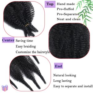 Paraglame 16 Inch Marley Twist Braiding Hair 8 packs Pre-Separated Springy Afro Twist Hair Extension Kinky Afro Twist Crochet Hair Braids Natural Black Spring Twist for Women (16 Inch, 1B)