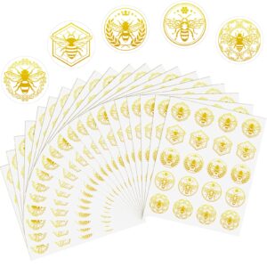 gueevin 400 pcs bee gold foil stickers gold envelope seal stickers clear envelope seals self adhesive stickers for greeting invitation thanksgiving christmas birthday wedding party gift wrapping