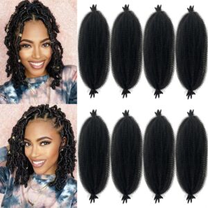 paraglame 16 inch marley twist braiding hair 8 packs pre-separated springy afro twist hair extension kinky afro twist crochet hair braids natural black spring twist for women (16 inch, 1b)