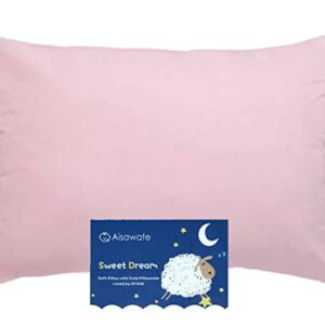 Aisawate Toddler Pillow with Pillowcase - 13X18 Soft Organic Cotton Travel Pillows for Sleeping - Machine Washable - Toddlers, Kids, Child - Perfect for Toddler Cot, Bed Set（Pink）