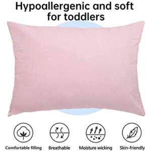 Aisawate Toddler Pillow with Pillowcase - 13X18 Soft Organic Cotton Travel Pillows for Sleeping - Machine Washable - Toddlers, Kids, Child - Perfect for Toddler Cot, Bed Set（Pink）