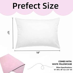 Aisawate Toddler Pillow with Pillowcase - 13X18 Soft Organic Cotton Travel Pillows for Sleeping - Machine Washable - Toddlers, Kids, Child - Perfect for Toddler Cot, Bed Set（Pink）