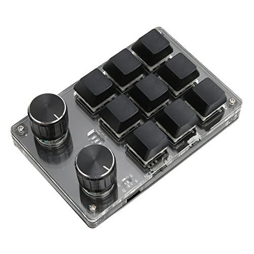 Acogedor One Handed Mini Mechanical Gaming Keyboard, 9 Keys Fully DIY Programmable Keypad, with 2 Knobs, for Windows OSU HID Standard Keyboard