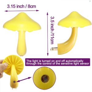 UTLK [ 2 Pack LED Mushroom Night Light Lamp with Dusk to Dawn Sensor,Plug in LED Bed Cute Mushroom Nightlight Night lamp Wall Light Baby Night Lights for Kids Children (Yellow)