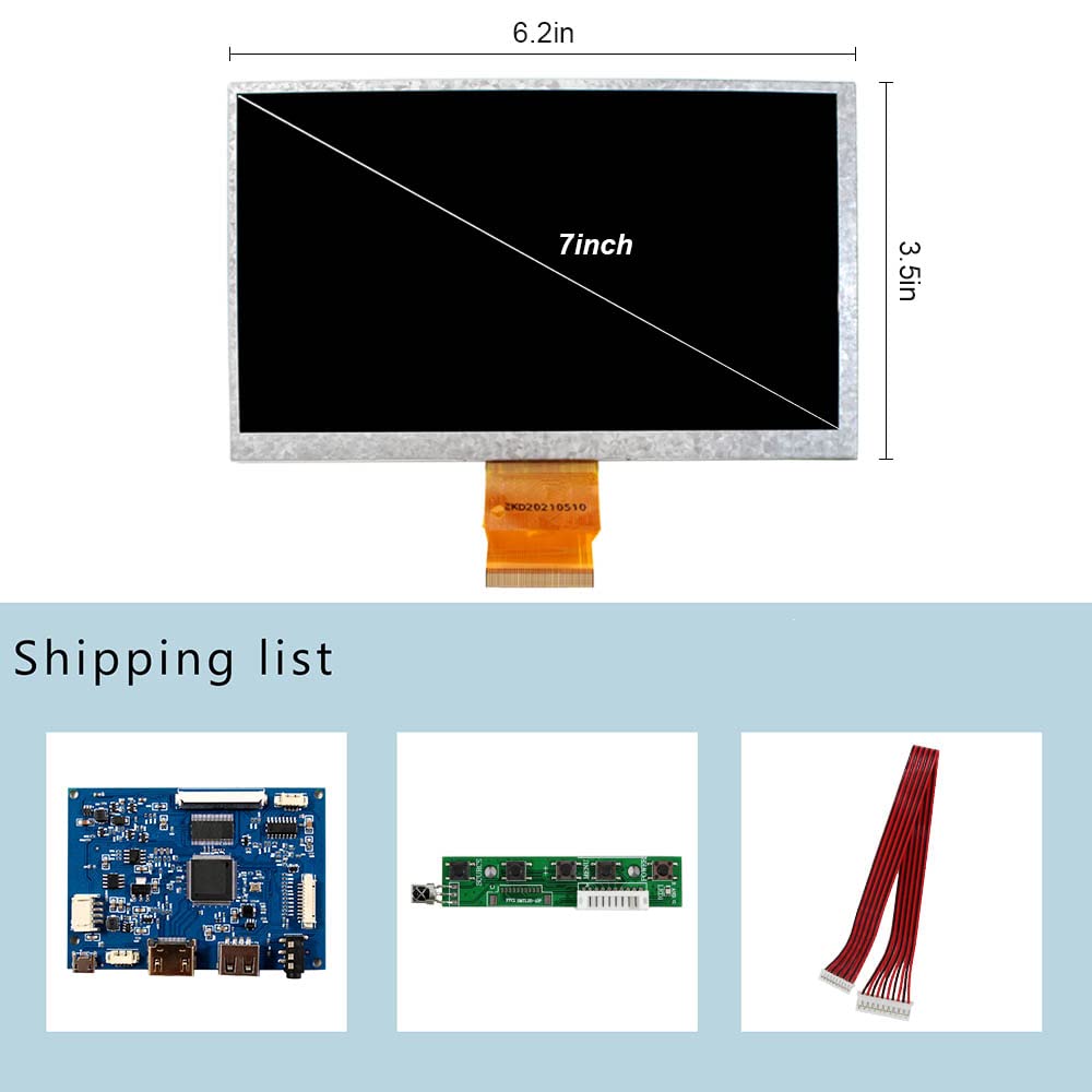 FanyiTek 7 inch 1024x600 700nit IPS LCD Screen and HDMI USB 50pin Controller Board,support Image 180° Rotation