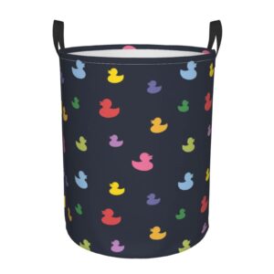 foruidea duckies pitch-dark blue laundry basket,laundry hamper,collapsible storage bin,oxford fabric clothes baskets,nursery hamper for home,office,dorm,gift basket