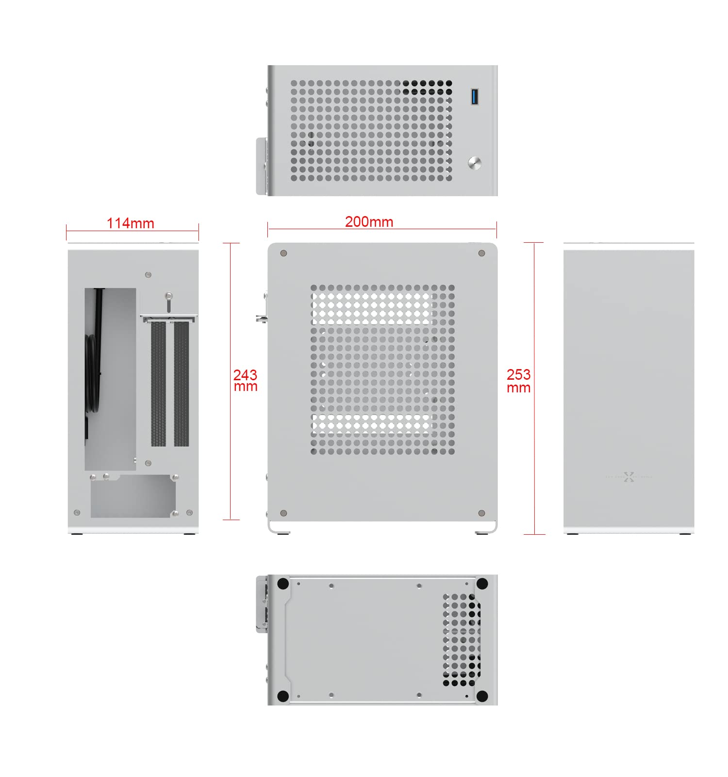 ZZEW A1P Mini-ITX Case, Micro ITX PC Case, Mini Computer Case in Silver Color, Full Aluminum Small Gaming Case with 3.0 Dual Reverse PCI Riser Cable