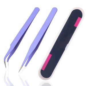 2 pieces sticker tweezers, cute craft tweezers for stickers, scrapbooking, vinyl, lashes, electronics, purple