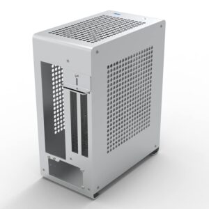 ZZEW A1P Mini-ITX Case, Micro ITX PC Case, Mini Computer Case in Silver Color, Full Aluminum Small Gaming Case with 3.0 Dual Reverse PCI Riser Cable