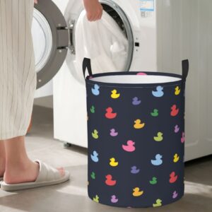 Foruidea Duckies Pitch-Dark Blue Laundry Basket,Laundry Hamper,Collapsible Storage Bin,Oxford Fabric Clothes Baskets,Nursery Hamper For Home,Office,Dorm,Gift Basket