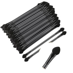 aakode 30pcs disposable dual sides eye shadow sponge brushes makeup applicator, professional double-end eyeshadow brushes cosmetic tool(12cm, black)