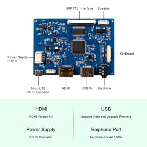 FanyiTek 7 inch 1024x600 700nit IPS LCD Screen and HDMI USB 50pin Controller Board,support Image 180° Rotation