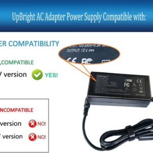 UpBright 12V 3A AC/DC Adapter Compatible with Arcade1up 8223 Game Machine Arcade 1up Cocktail Table CounterCade Counter Cade Games All Riser Ms Pac-Man Party-Cade PacMan 12VDC Power Supply Charger PSU