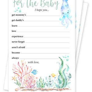 Baby Shower Advice Sea Animals (40 Pack) Guest Wishes for Baby, Boy Girl Gender Neutral, Ocean Life Theme Wisdom Prediction Keepsake Notepaper (4x6 Soft Cotton Stationery Prints)