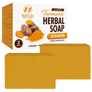 turmeric soap bar for face & body - all natural turmeric skin soap - turmeric face soap reduces acne, brightens scars & cleanses skin - 4 oz turmeric bar soap for all skin types made in usa 2 pack