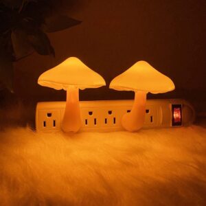 UTLK [ 2 Pack LED Mushroom Night Light Lamp with Dusk to Dawn Sensor,Plug in LED Bed Cute Mushroom Nightlight Night lamp Wall Light Baby Night Lights for Kids Children (Yellow)