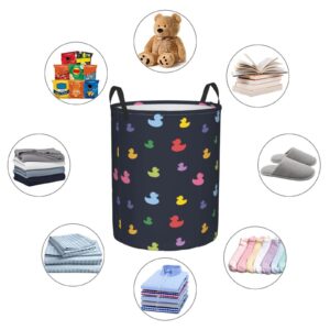 Foruidea Duckies Pitch-Dark Blue Laundry Basket,Laundry Hamper,Collapsible Storage Bin,Oxford Fabric Clothes Baskets,Nursery Hamper For Home,Office,Dorm,Gift Basket