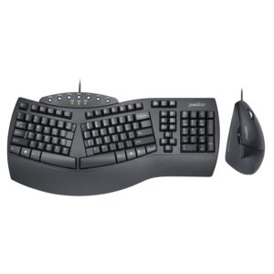 perixx periduo-512b us, wired ergonomic keyboard and vertical mouse combo - usb - black - us english