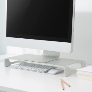 Progressive Desk - Long Slim Aluminium Monitor Riser - 19.7" x 8.3" x 2.5" - Weight Capacity 44 lbs - Non-Slip Silicon Pads