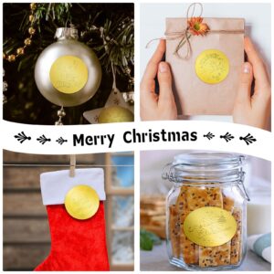 900 Pcs Christmas Foil Seals 1.5 Inch Gold Embossed Envelope Stickers Self Adhesive Holiday Seal Stickers Santa Snowflake Foil Stickers Gnome Pine Cone Presents Decoration