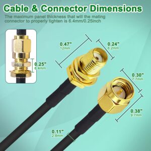 33ft WiFi Antenna Extension Cable RG174 RF SMA Male to SMA Female Coaxial Cable Low Loss Gold Plated Pigtail for Wireless LAN Router Bridge External Antenna Equipment 4pack