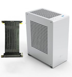 zzew a1p mini-itx case, micro itx pc case, mini computer case in silver color, full aluminum small gaming case with 3.0 dual reverse pci riser cable