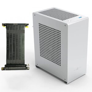 ZZEW A1P Mini-ITX Case, Micro ITX PC Case, Mini Computer Case in Silver Color, Full Aluminum Small Gaming Case with 3.0 Dual Reverse PCI Riser Cable