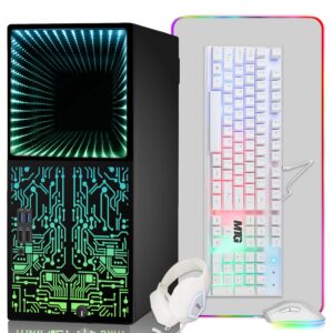 techmagnet gaming pc desktop intel core i7 8th gen, horizon+ with rtx-3060 12gb gddr6, 16gb ram, 256gb ssd, hdmi, dvi, vga, gaming kit, wi-fi, windows 11 home (renewed)