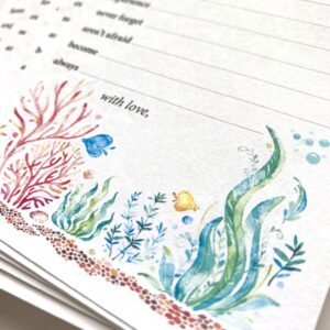 Baby Shower Advice Sea Animals (40 Pack) Guest Wishes for Baby, Boy Girl Gender Neutral, Ocean Life Theme Wisdom Prediction Keepsake Notepaper (4x6 Soft Cotton Stationery Prints)