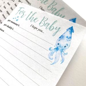 Baby Shower Advice Sea Animals (40 Pack) Guest Wishes for Baby, Boy Girl Gender Neutral, Ocean Life Theme Wisdom Prediction Keepsake Notepaper (4x6 Soft Cotton Stationery Prints)