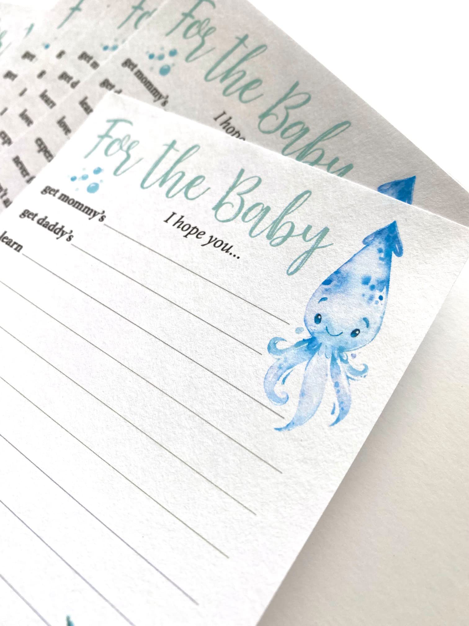 Baby Shower Advice Sea Animals (40 Pack) Guest Wishes for Baby, Boy Girl Gender Neutral, Ocean Life Theme Wisdom Prediction Keepsake Notepaper (4x6 Soft Cotton Stationery Prints)